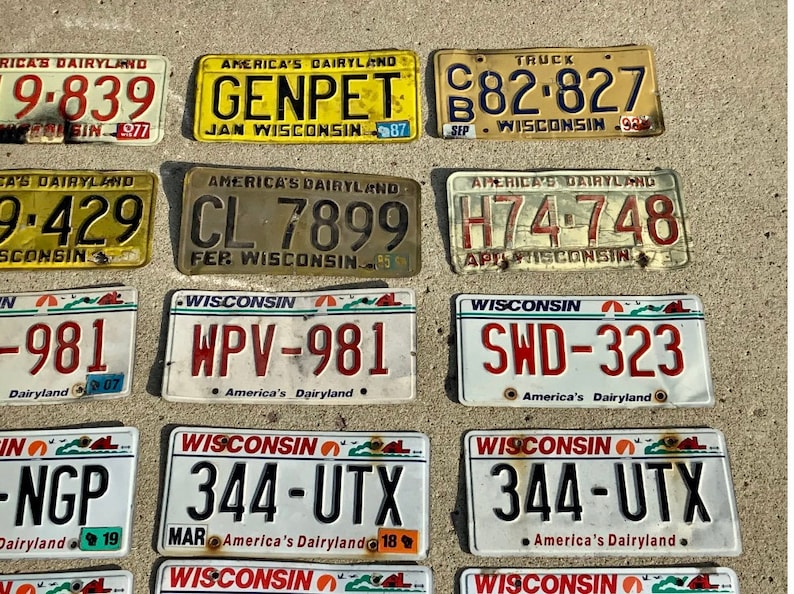 Choice of Wisconsin License Plate 1970s, 1980s, 1990s, 2000s, More Farm ...