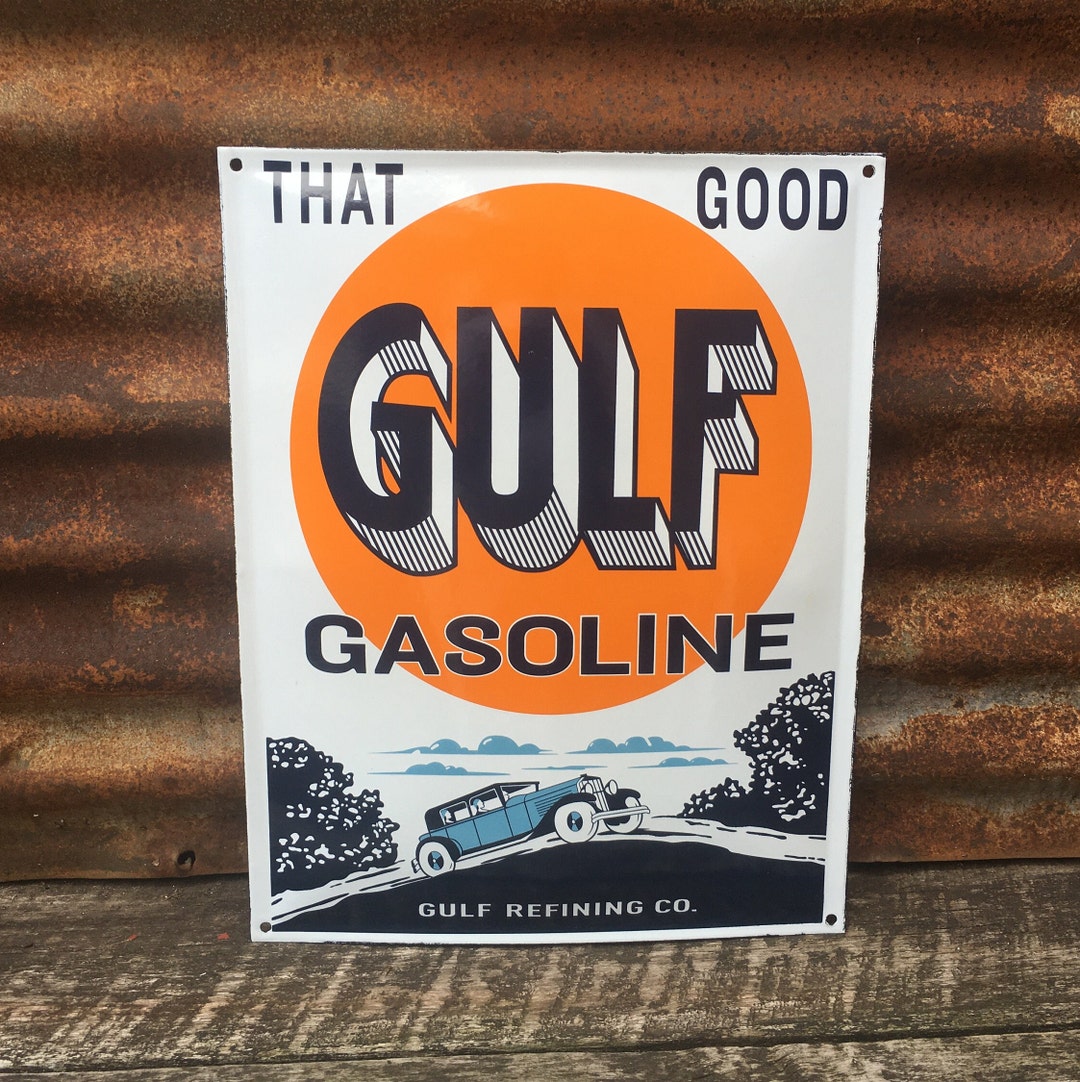 Reproduction Porcelain Sign Good Gulf Oil Gasoline Porcelain Sign Gas ...