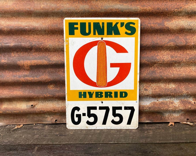 Vintage Funks Hybrid G Sign Corn Seed Sign Vintage Farm Distressed ...