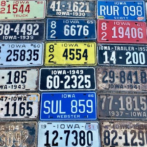 Iowa Choice of License Plate Vintage 1930s 1940s 1950s 1960s & More ...