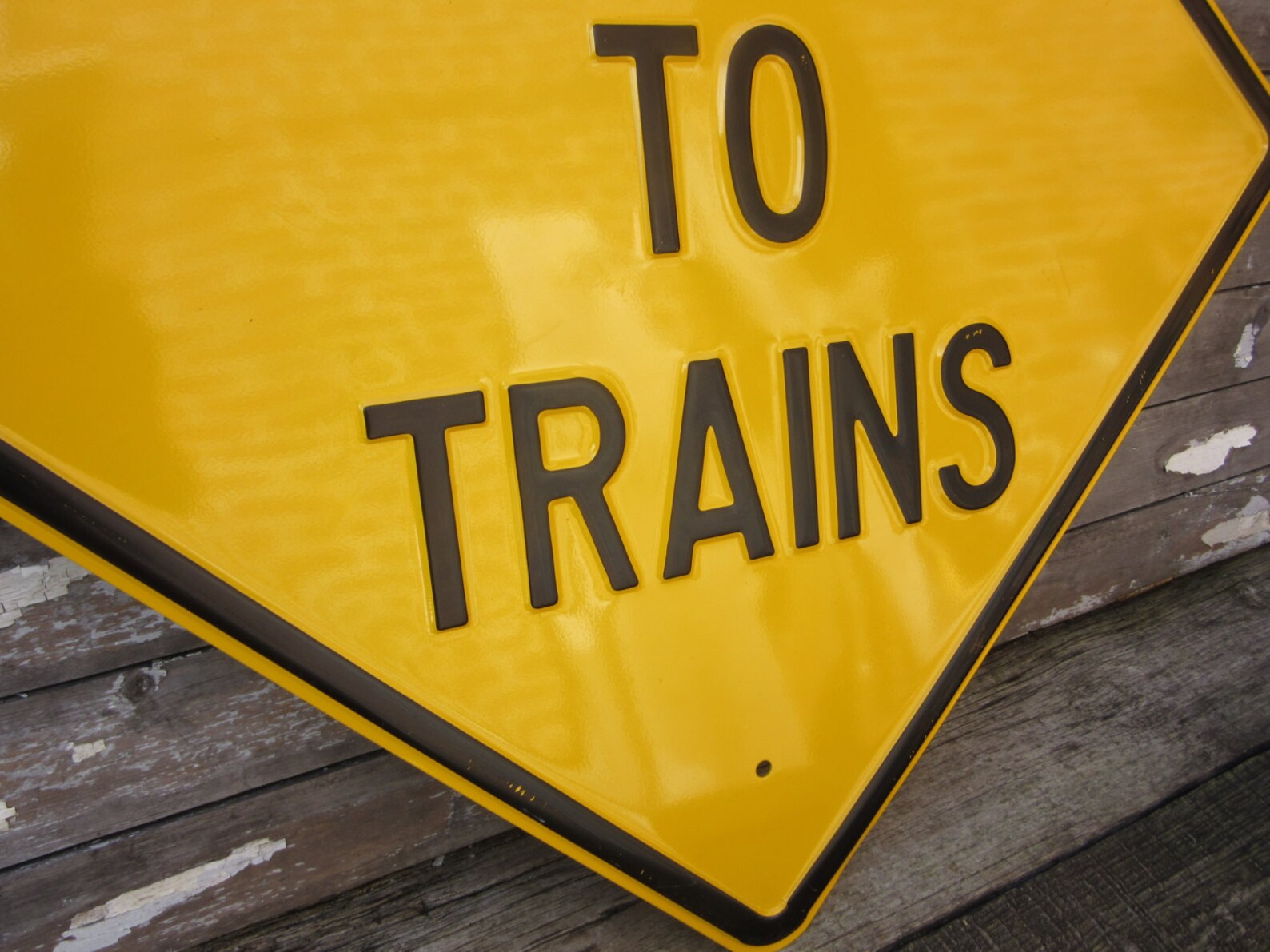 Vintage YIELD TO TRAINS Large Heavy Metal Sign Black & Yellow - Etsy