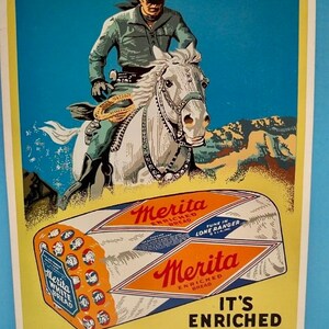 Authentic Merita Bread Sign Metal Sign Lone Ranger 1950s Era Rough ...