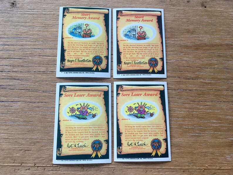 Choice of Garbage Pail Kids Fryin Ryan Charred Chad Gorgeous - Etsy