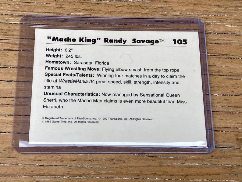 Authentic Macho Man King Randy Savage Trading Card Wrestler 1990 ...
