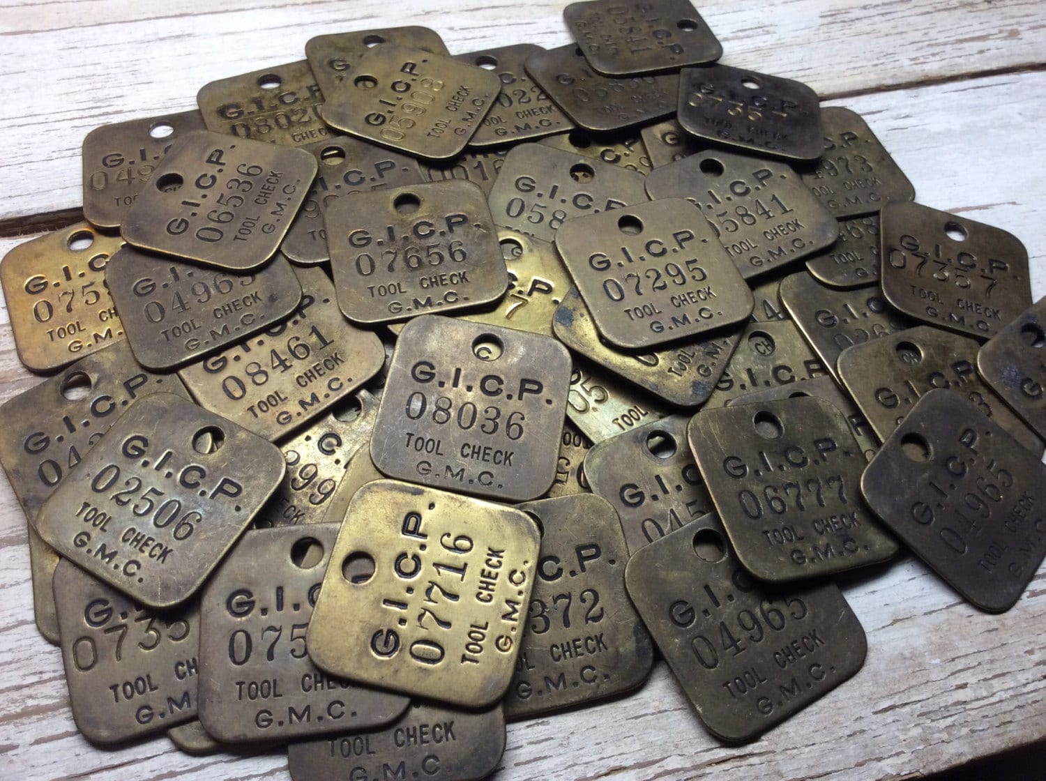 Vintage Brass Tag General Motors GMC Chevy Chevrolet Tool Check Plant ...
