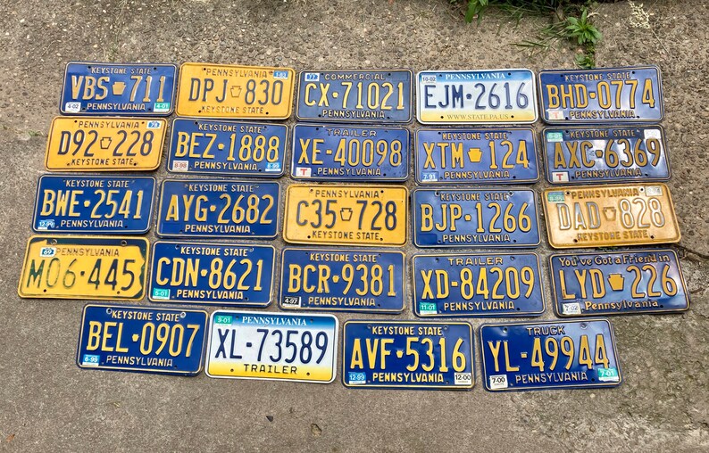 Choice of Pennsylvania License Plate 1970s, 1980s, 1990s, 2000s Era Pa ...