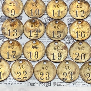 Choice of Tag Number 1-25 Consecutive Vintage Industrial Metal Numbered ...