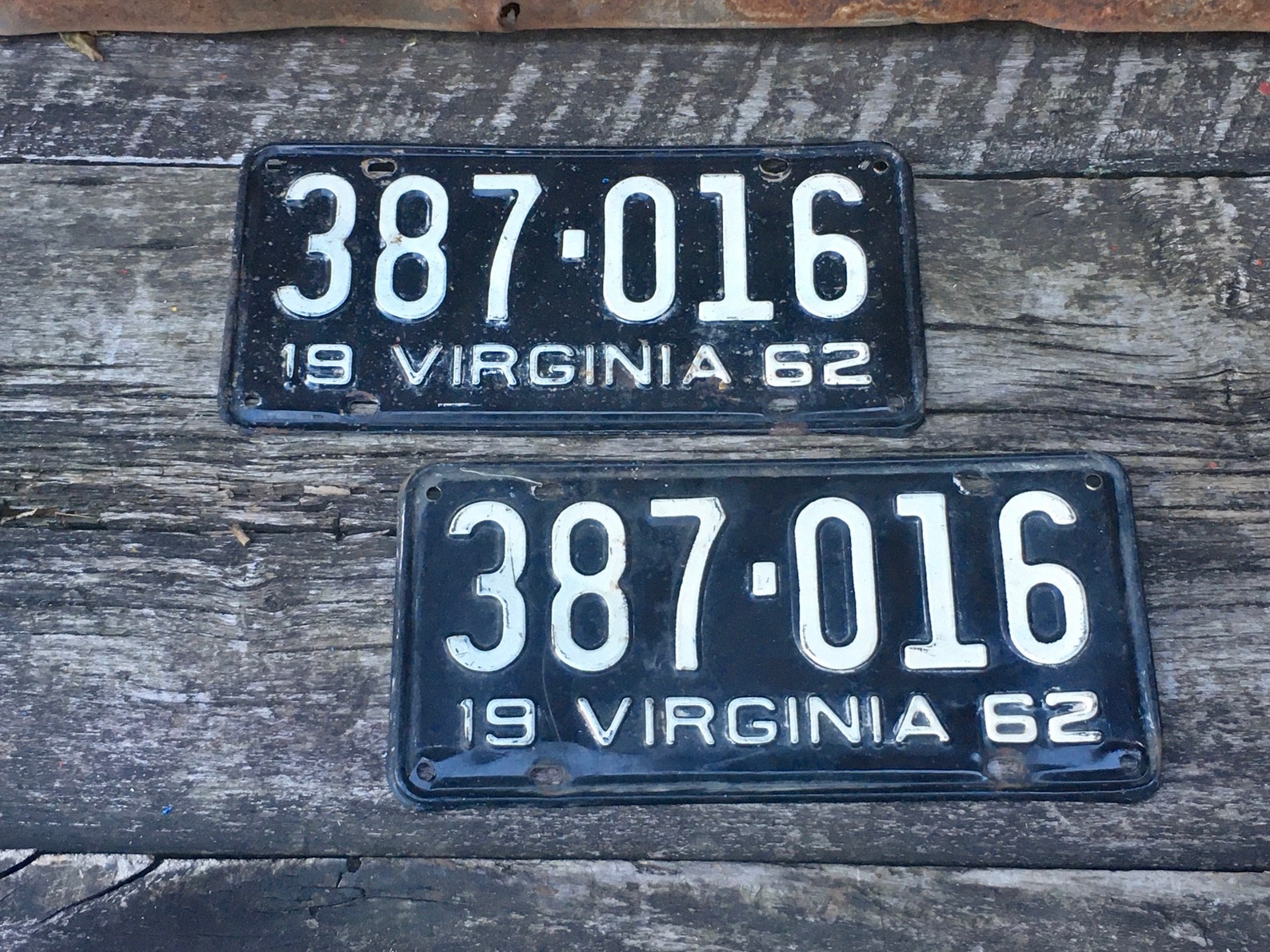 Authentic 1962 Virginia License Plate Set of 2 Car Auto Old | Etsy