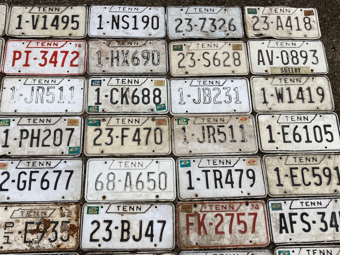Choice of Tennessee License Plate Original Old 1960s 1970s Era Black ...