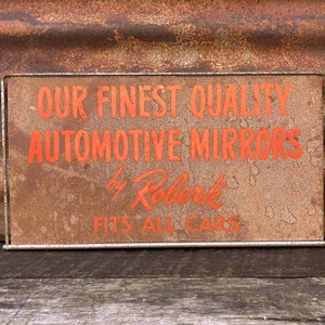 Original Roberk Mirror Sign Vintage Car Auto Antique Display Rack Sign ...