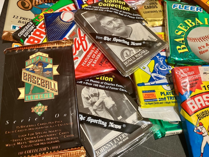 Vintage Old Baseball Card Collection Unopened Packs of Cards 1980s ...
