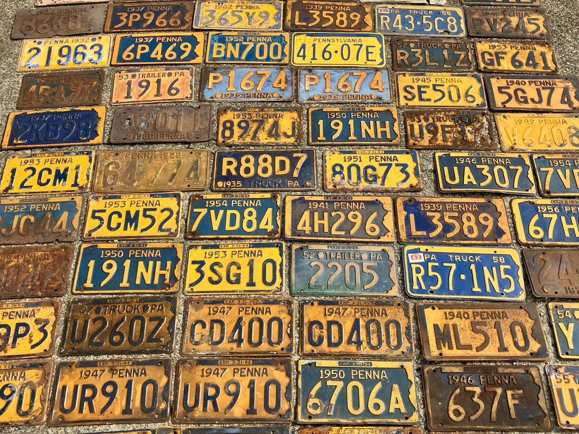 Choice of Pennsylvania License Plates 1930s, 1940s, 1950s Vintage ...