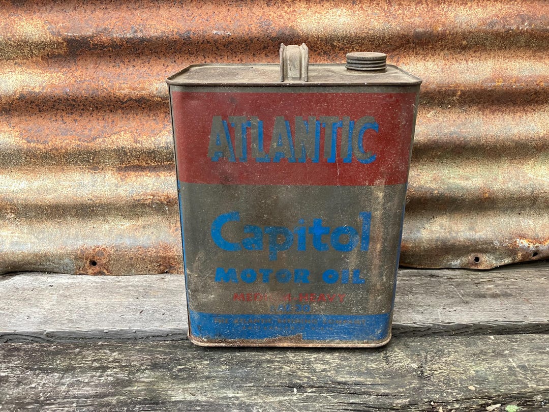 Vintage Original Atlantic Capitol Motor Oil Can 2 Gallon Emerald Oil ...