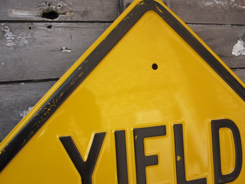 Vintage YIELD TO TRAINS Large Heavy Metal Sign Black & Yellow - Etsy