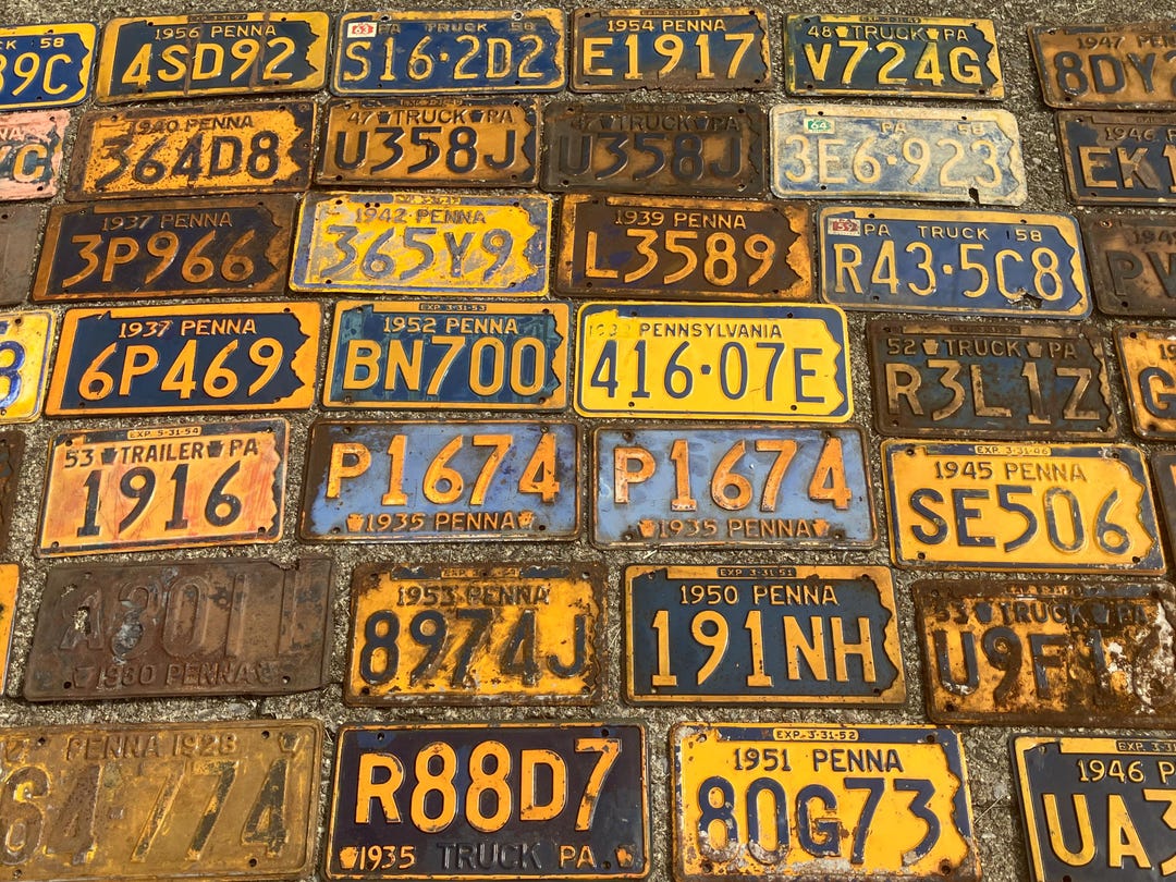 Choice of Pennsylvania License Plates 1930s, 1940s, 1950s Vintage ...