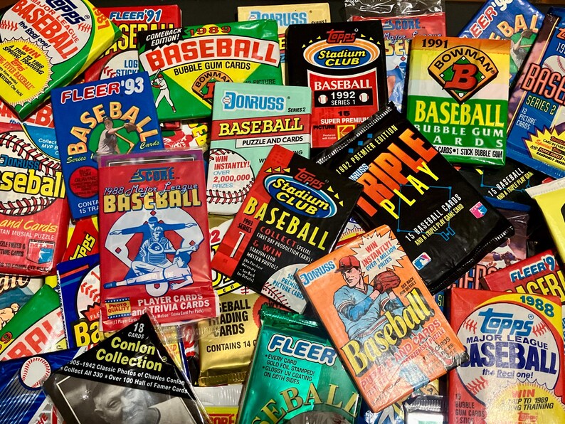 Vintage Old Baseball Card Collection Unopened Packs of Cards 1980s ...