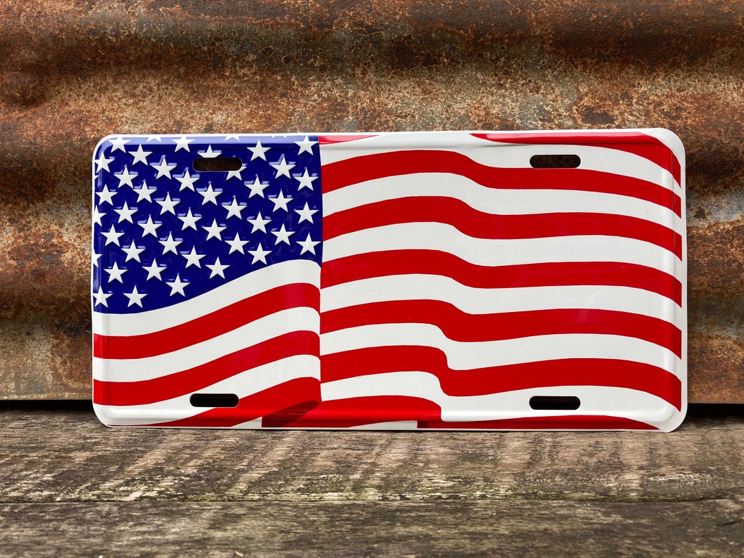 Vintage American Flag License Plate 1980s Made in the USA Metal License ...