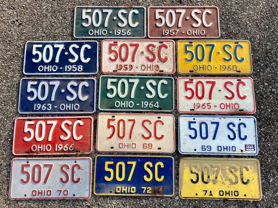 Choice of Vintage Ohio License Plate 1956, 1957, 1958, 1959, 1960, 1963 ...