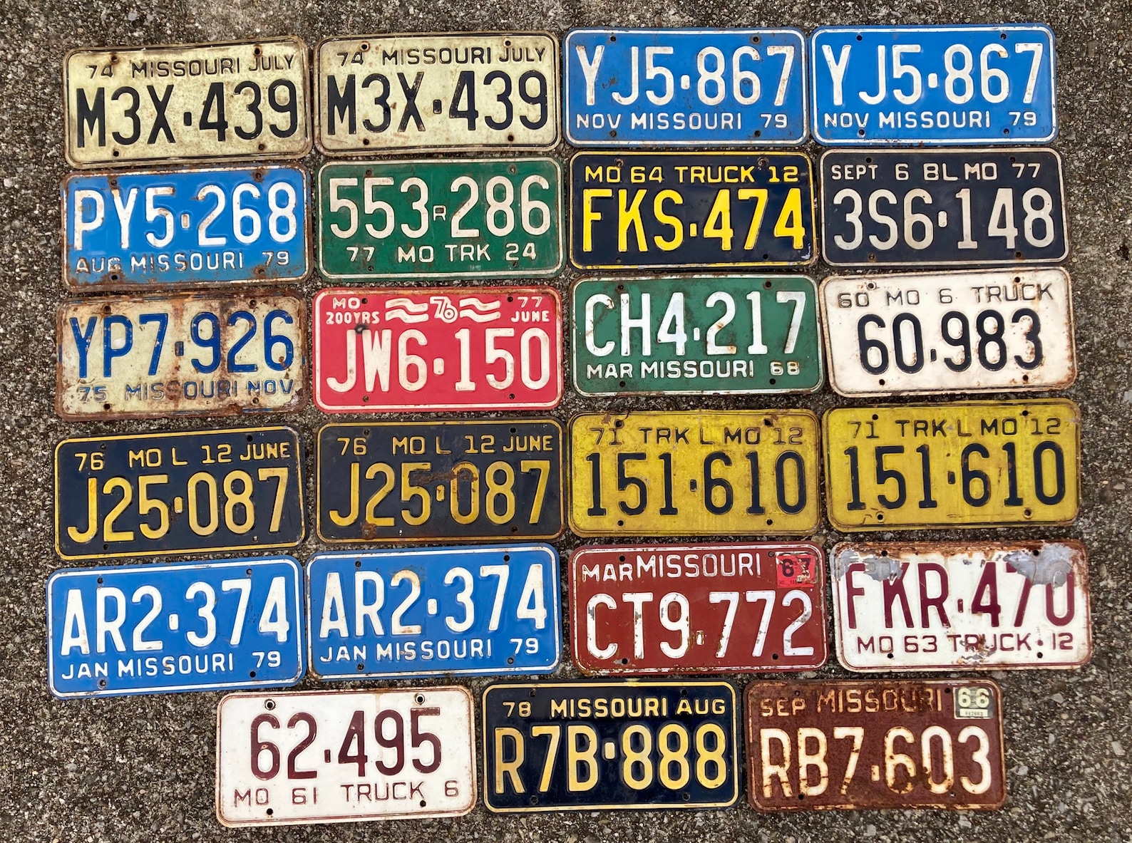 Missouri Choice of License Plate Vintage 1974, 1979, 1977, 1964, 1975 ...