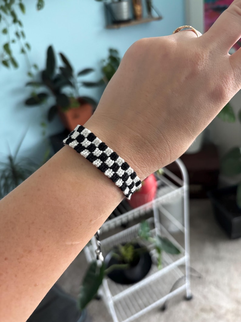 Checkerboard Black and White Friendship Bracelet - Emo Kid Gift - Etsy