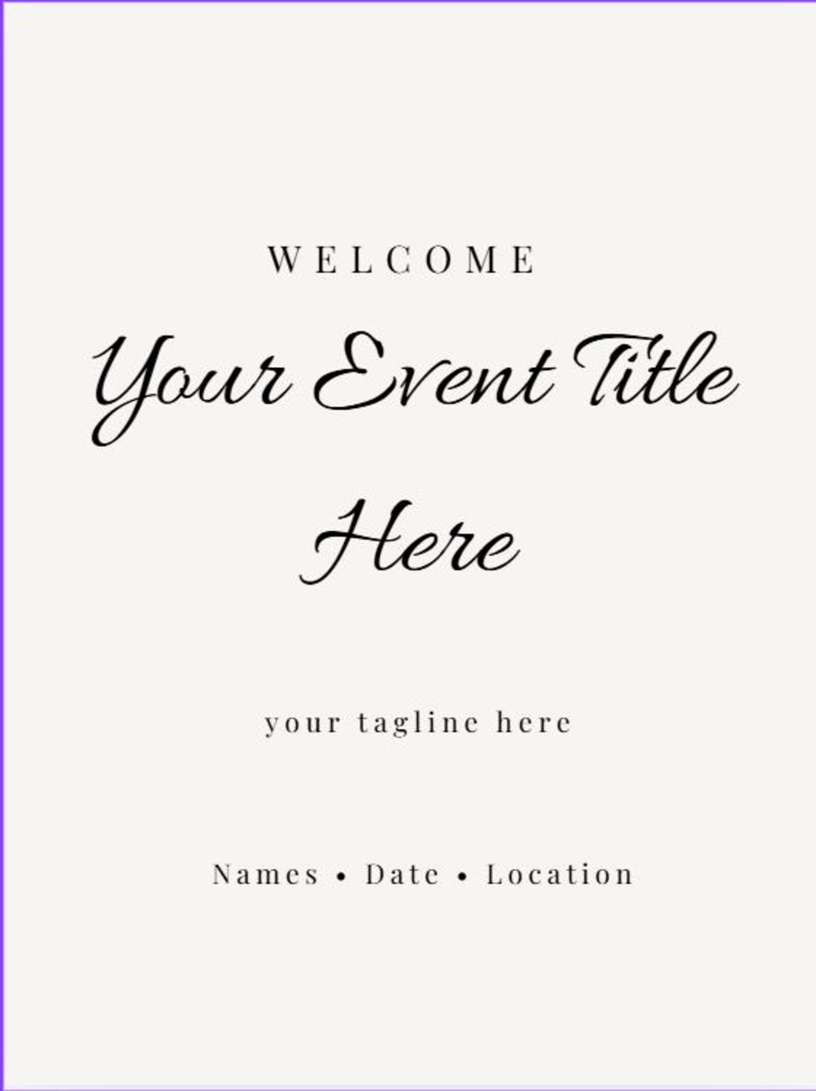 Editable Welcome Sign Templates for Events & Parties (BUNDLE) - Etsy