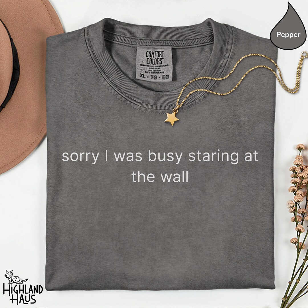 Sorry I Was Busy Staring at the Wall Shirt, Funny Introvert Quote Tee ...