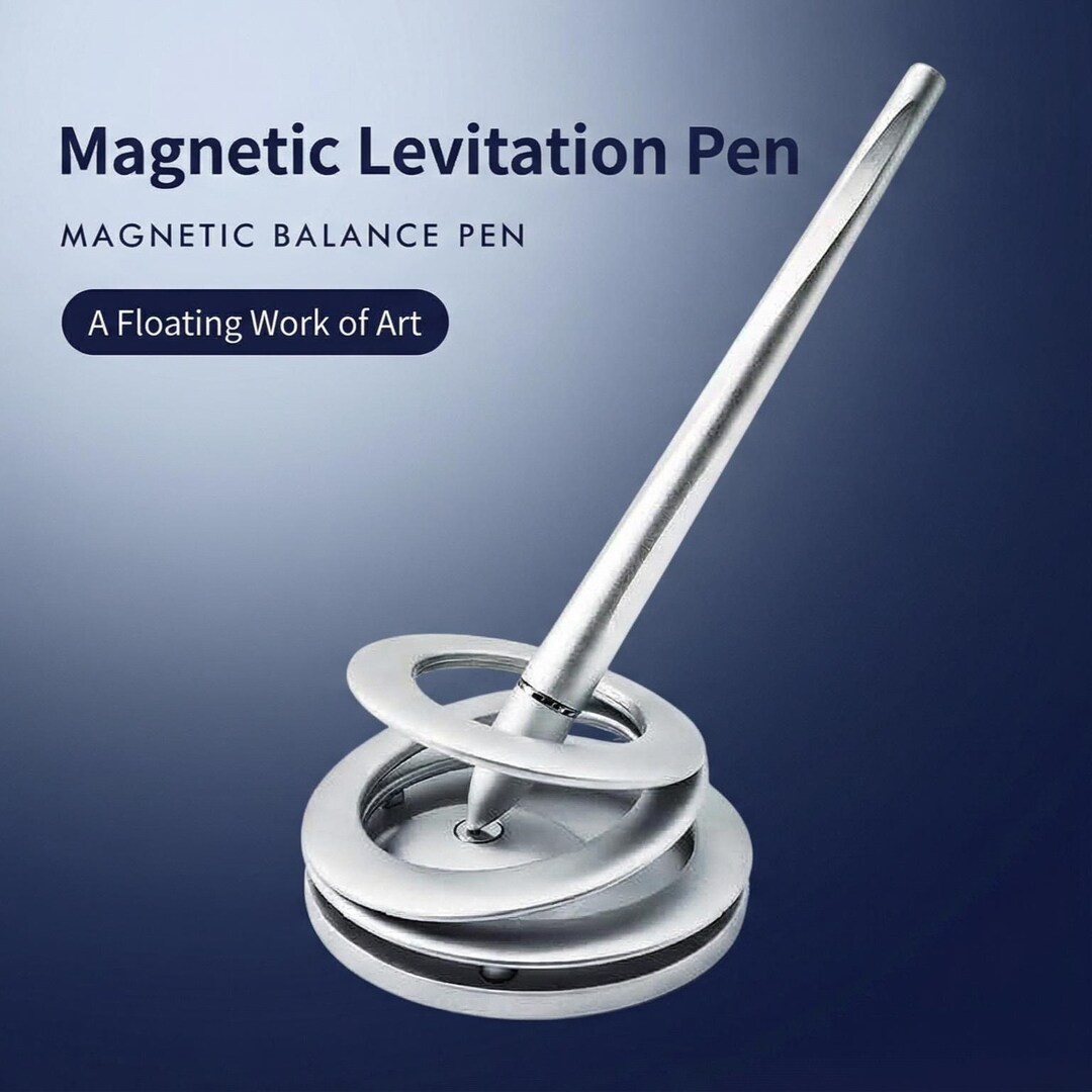 Magnetic Levitation Pen With Stand - Silver - Sleek Aluminum Pen ...