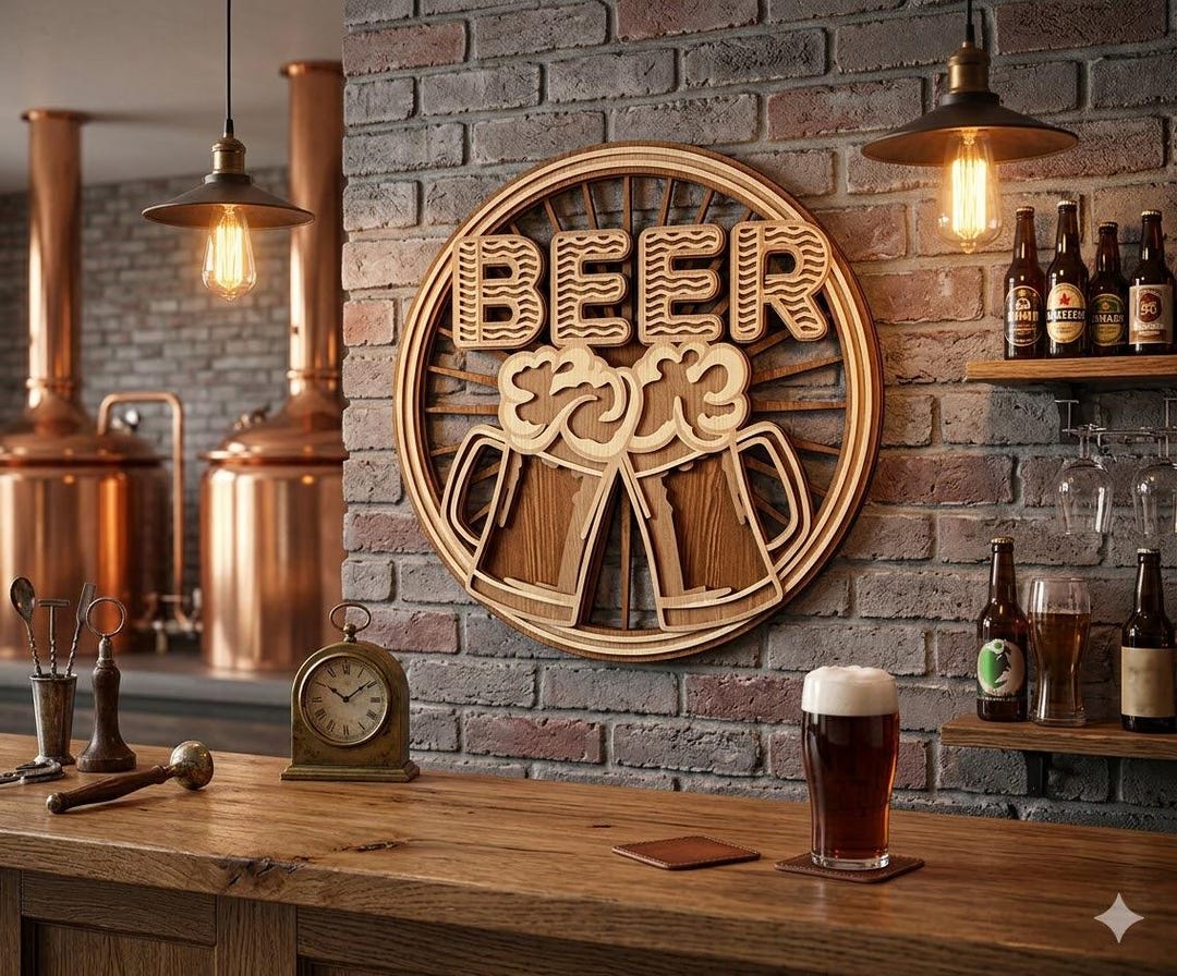 Layered Beer Sign SVG - 3D Laser Cut File for Bar & Pub Decor - Etsy