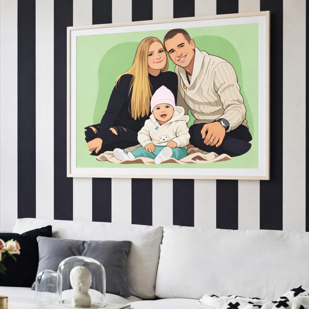 Custom Family Artwork From Photo, Personalized Hand-drawn Portrait ...
