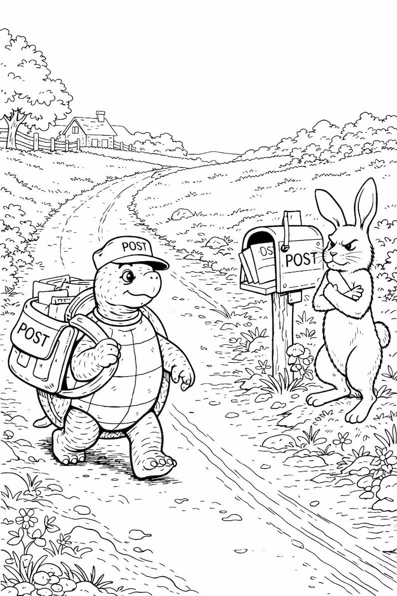 Postman Animals Coloring, 100 Printable JPEG, Animal Mail Carrier ...