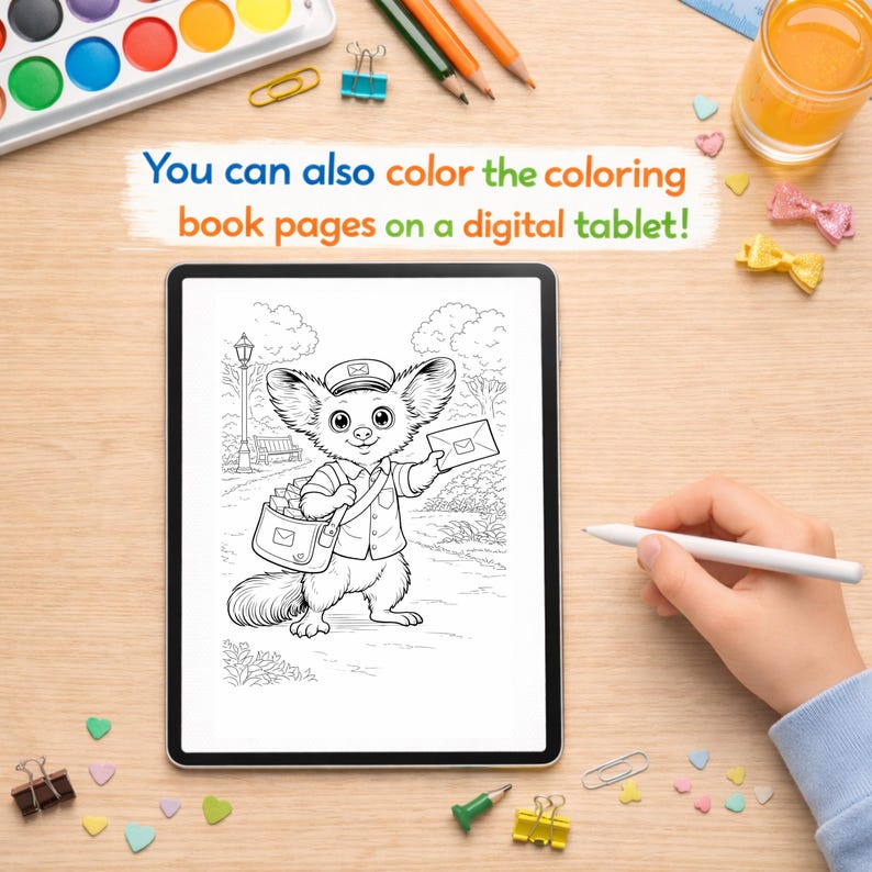 Postman Animals Coloring, 100 Printable JPEG, Animal Mail Carrier ...