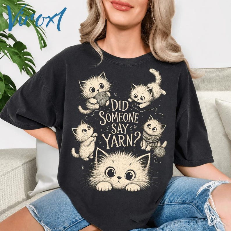 Funny Cat Yarn Crochet PNG: Knitting Humor Crafter Design (digital ...