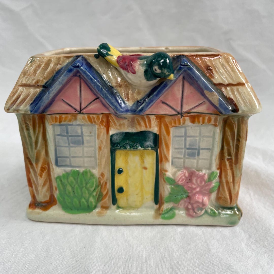 Vintage Florart Bamboo House Planter – Hand-painted – Made in Japan - Etsy