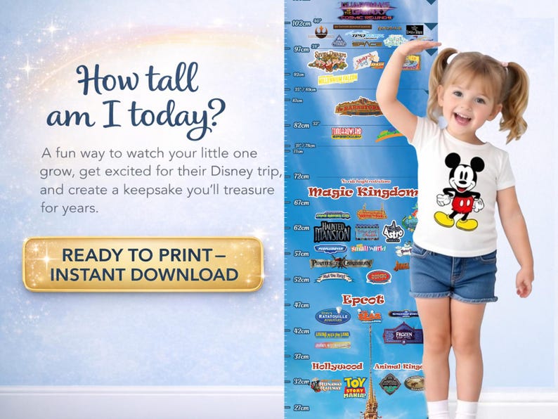 Kids Disney Height Chart Tracker–disney World Ride Height Chart for ...