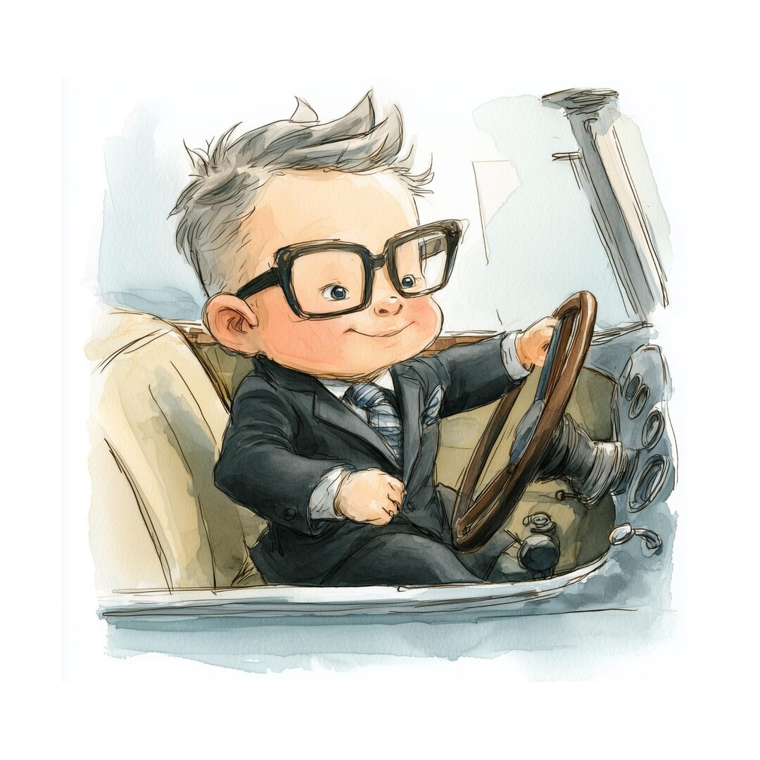 Set 3 Child Driving Car Digital Art Prints Kids Room and Automotive ...