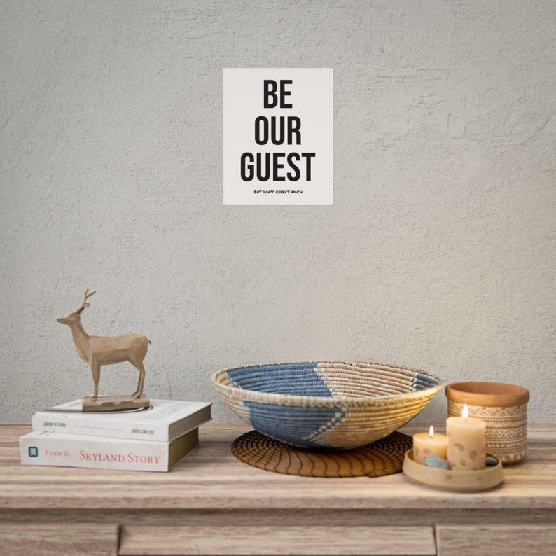 Be Our Guest Poster | Rolled Poster, Minimalist Black Text Wall Art - Etsy