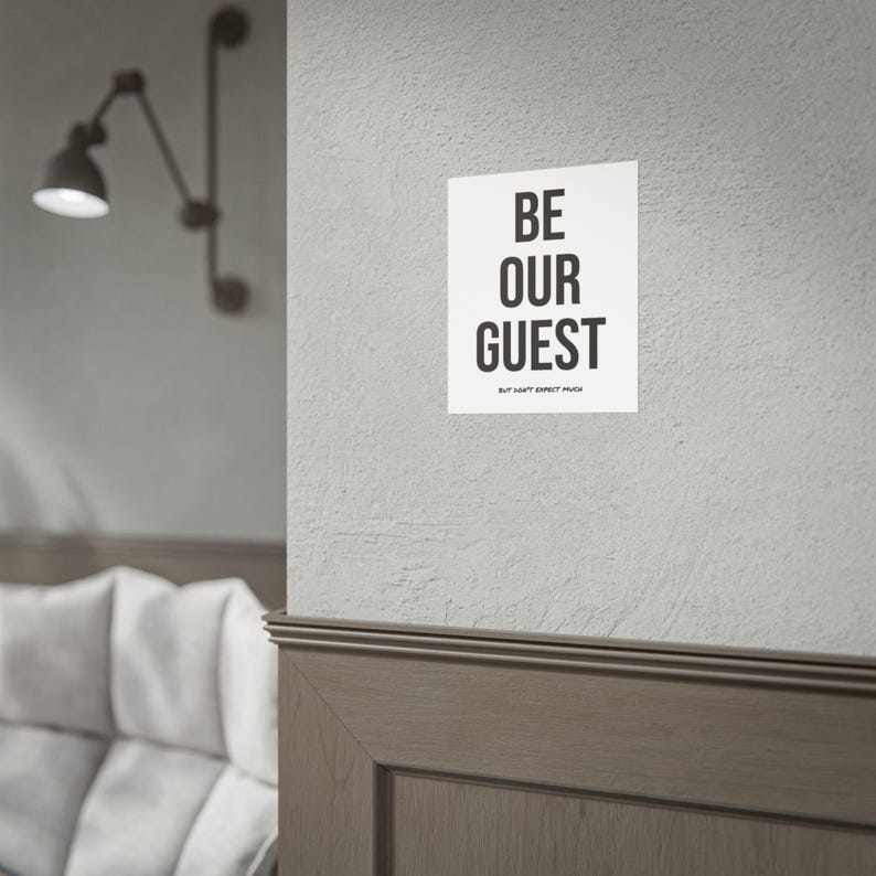 Be Our Guest Poster | Rolled Poster, Minimalist Black Text Wall Art - Etsy