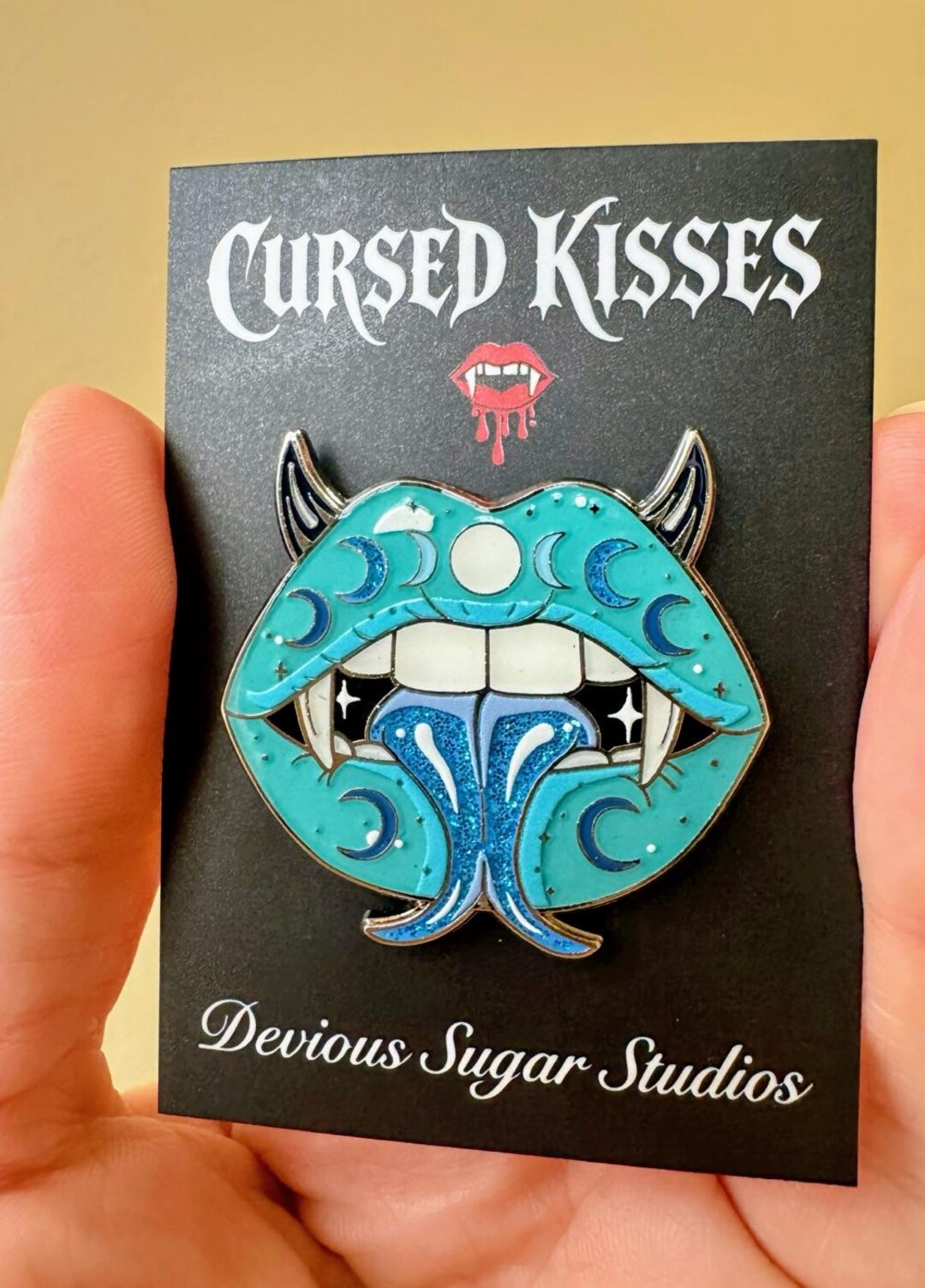 Blue Moon Phase Lips Enamel Pin - Etsy