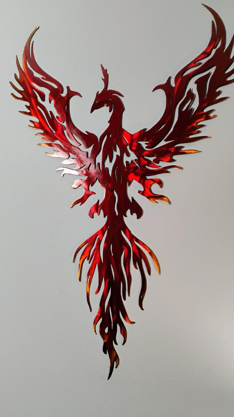 Metal Phoenix Wall Art - Handcrafted Steel Fire Bird Decor - Etsy