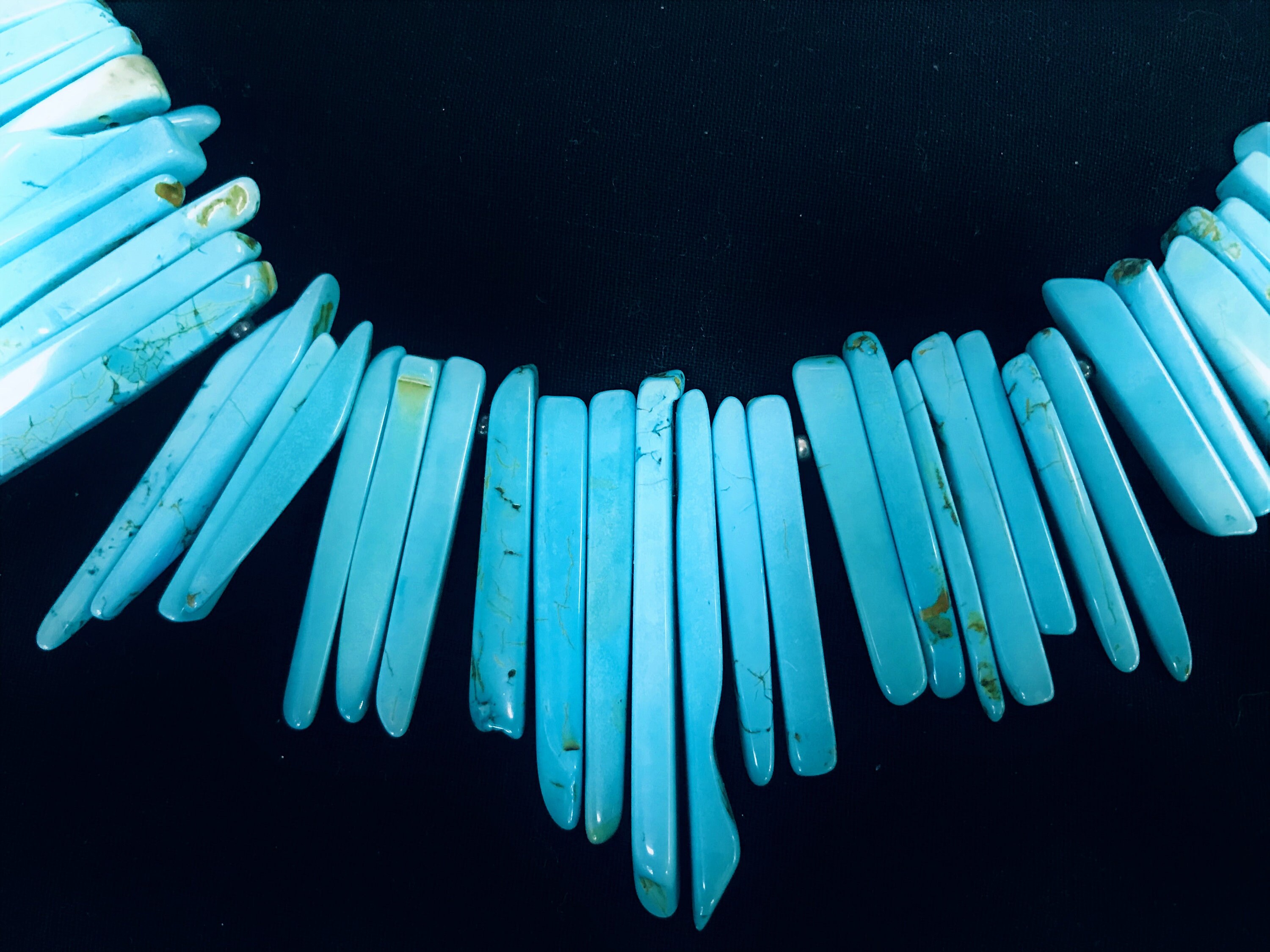 Vintage Cleopatra Style Turquoise Block Stick Tooth Statement Necklace ...