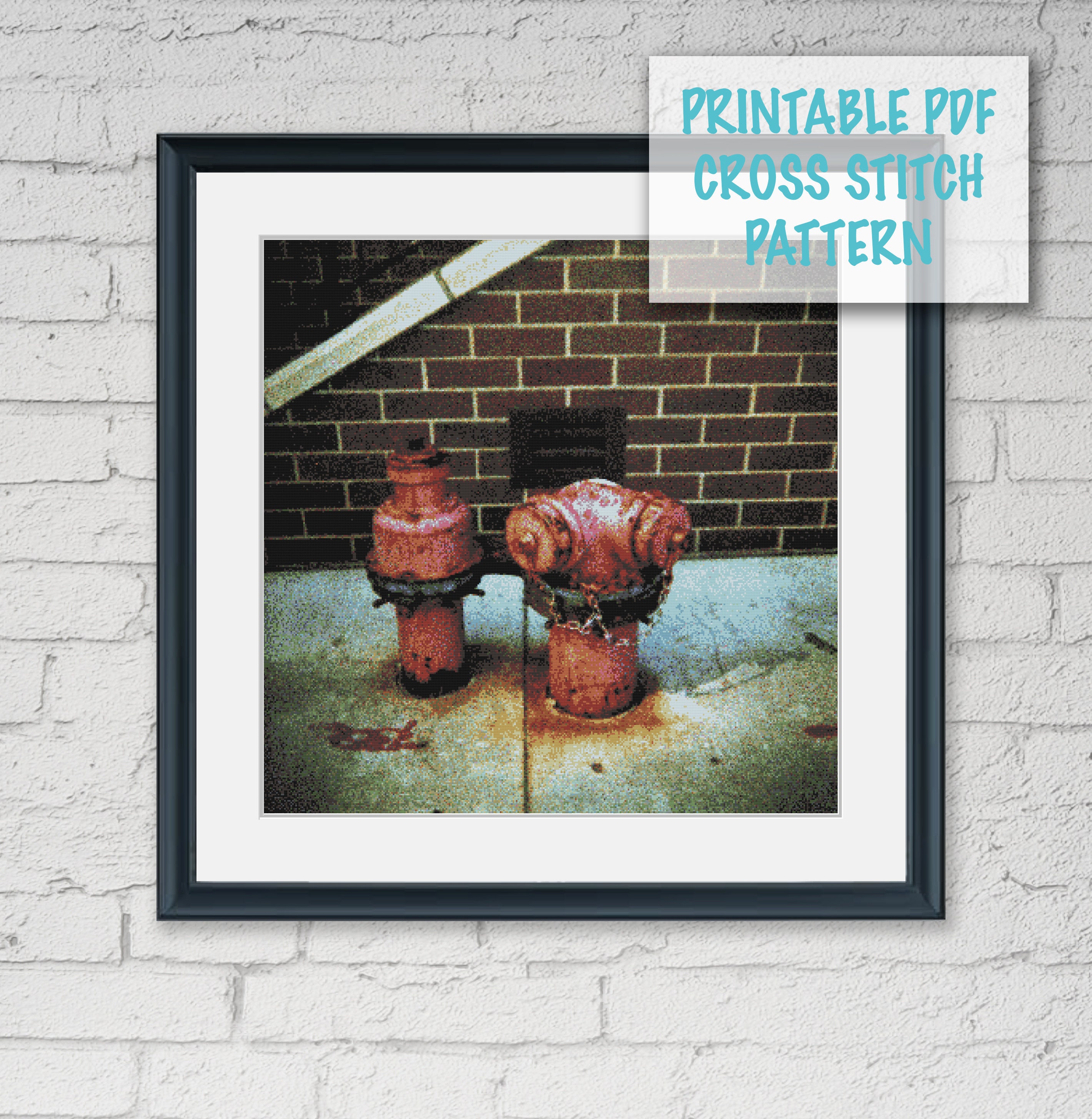 Fire Hydrant #91 Counted Cross Stitch Pattern, Large Size: 360 Across X ...