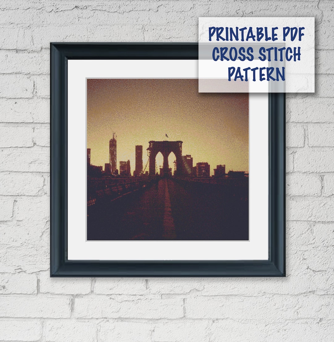 Brooklyn Bridge #27 Counted Cross Stitch Pattern, Large Size: 360 ...