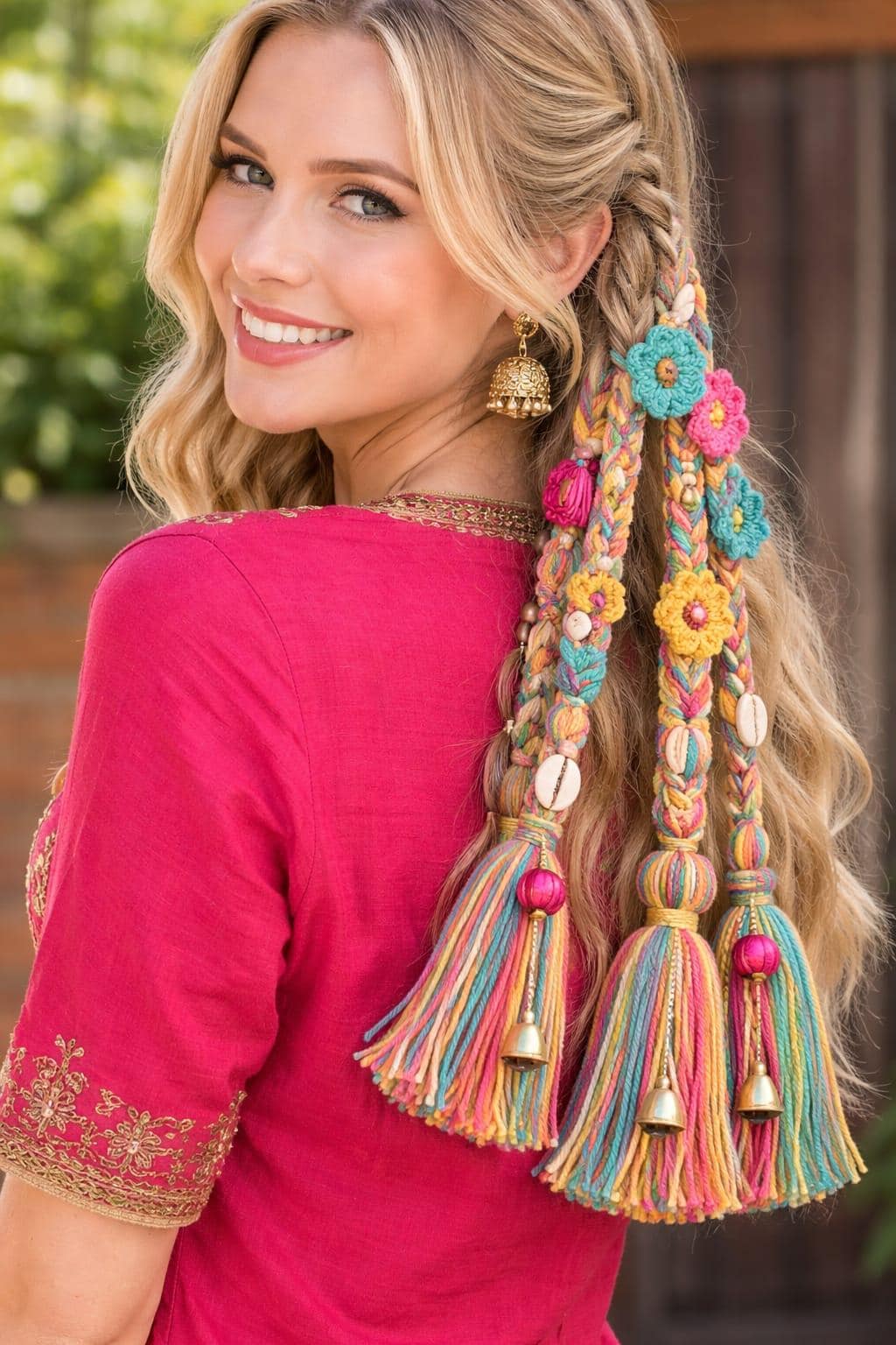 Crochet Parandi Pattern PDF, Boho Flower Braid Tassel Hair Accessory ...