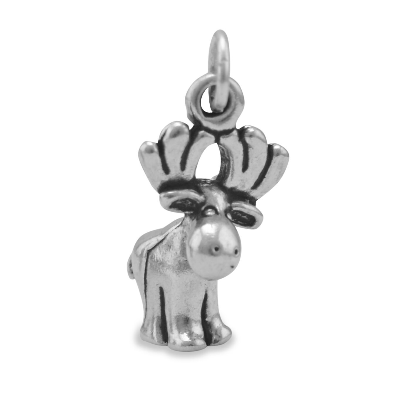 Sterling Silver Oxidized Cute Moose Charm - Etsy