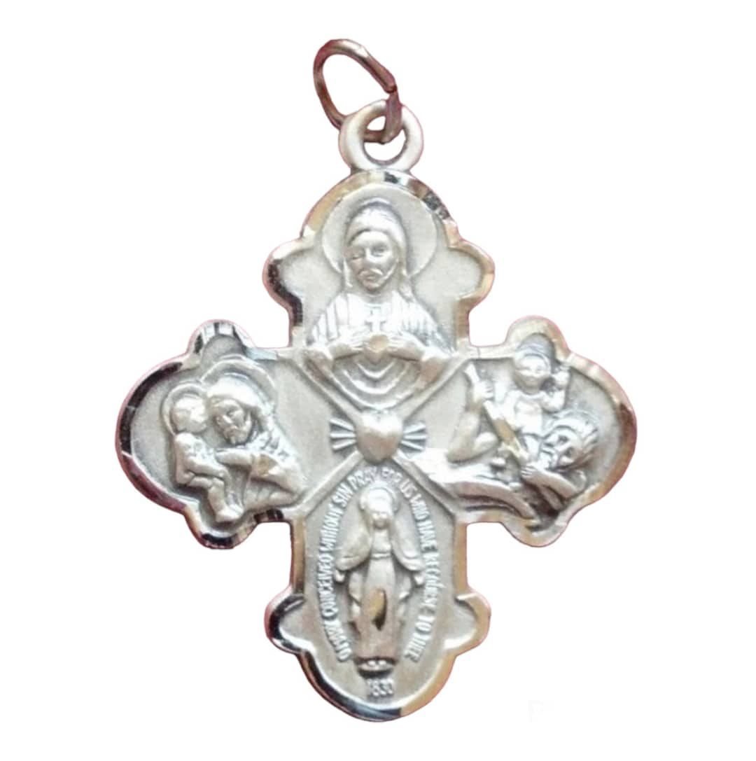 Religious Rhodium Plated FOUR WAY Cross Catholic Miraculous - Etsy