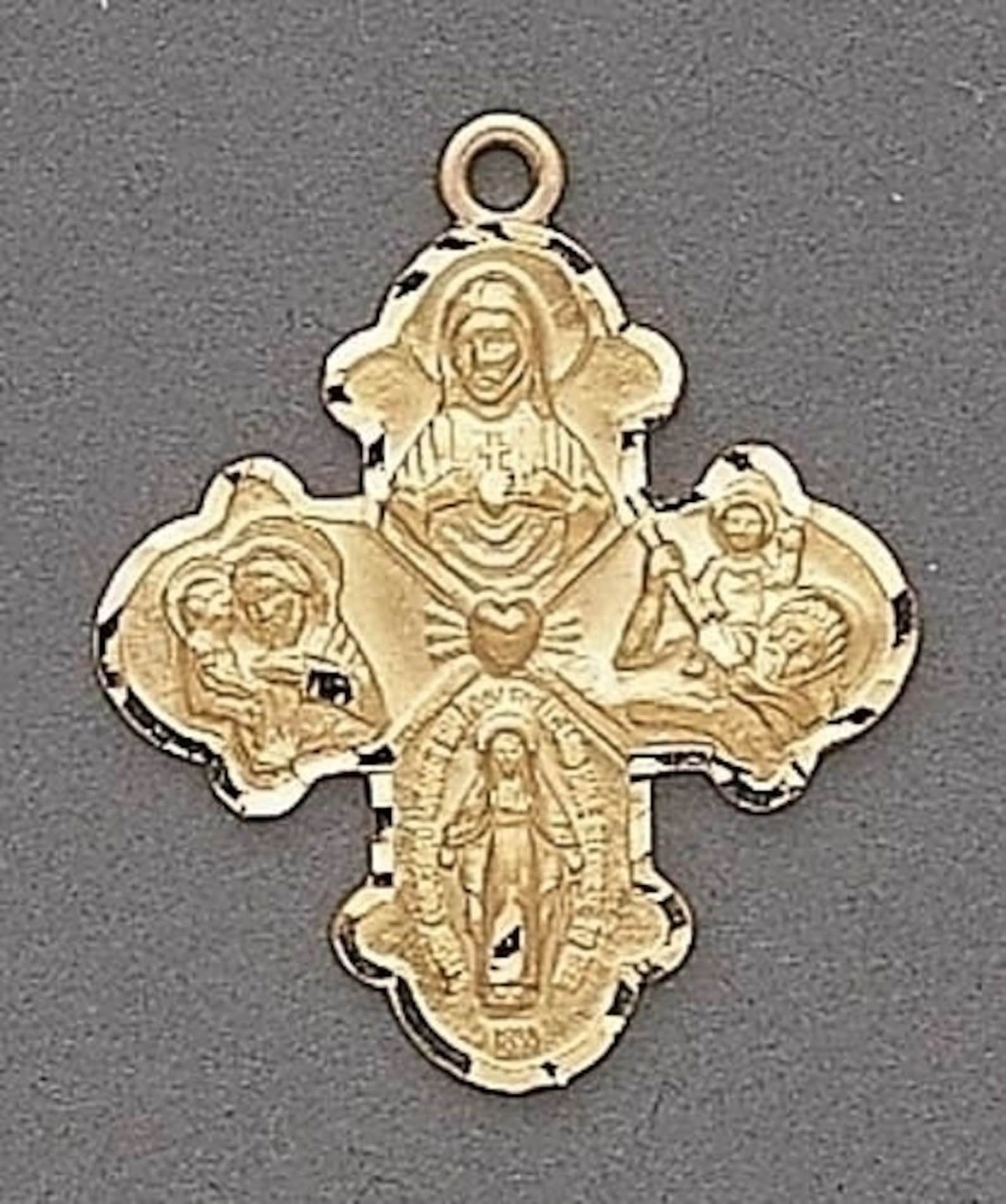 14K Karat Gold Filled Religious FOUR WAY CROSS Catholic - Etsy