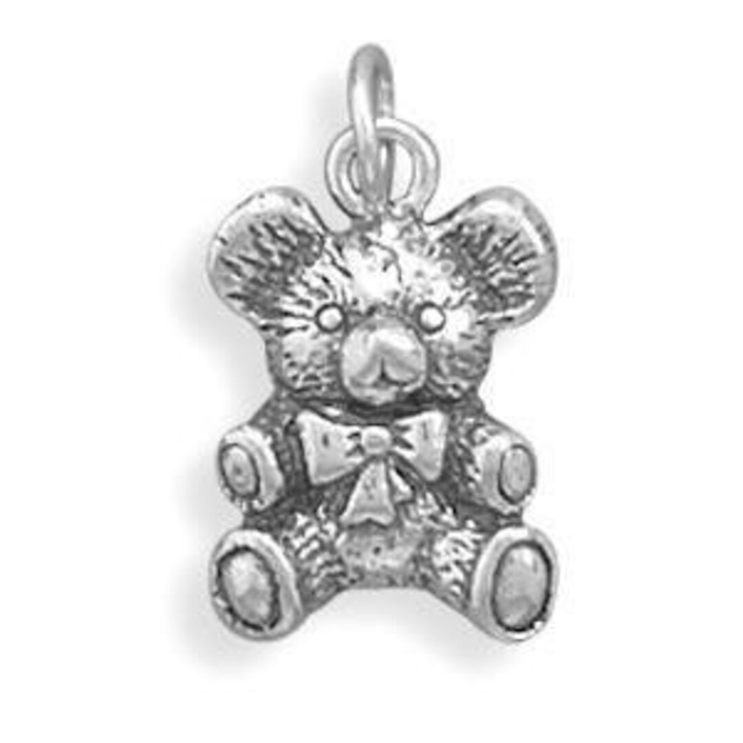 Sterling Silver Baby Antique Teddy Bear Charm - Etsy
