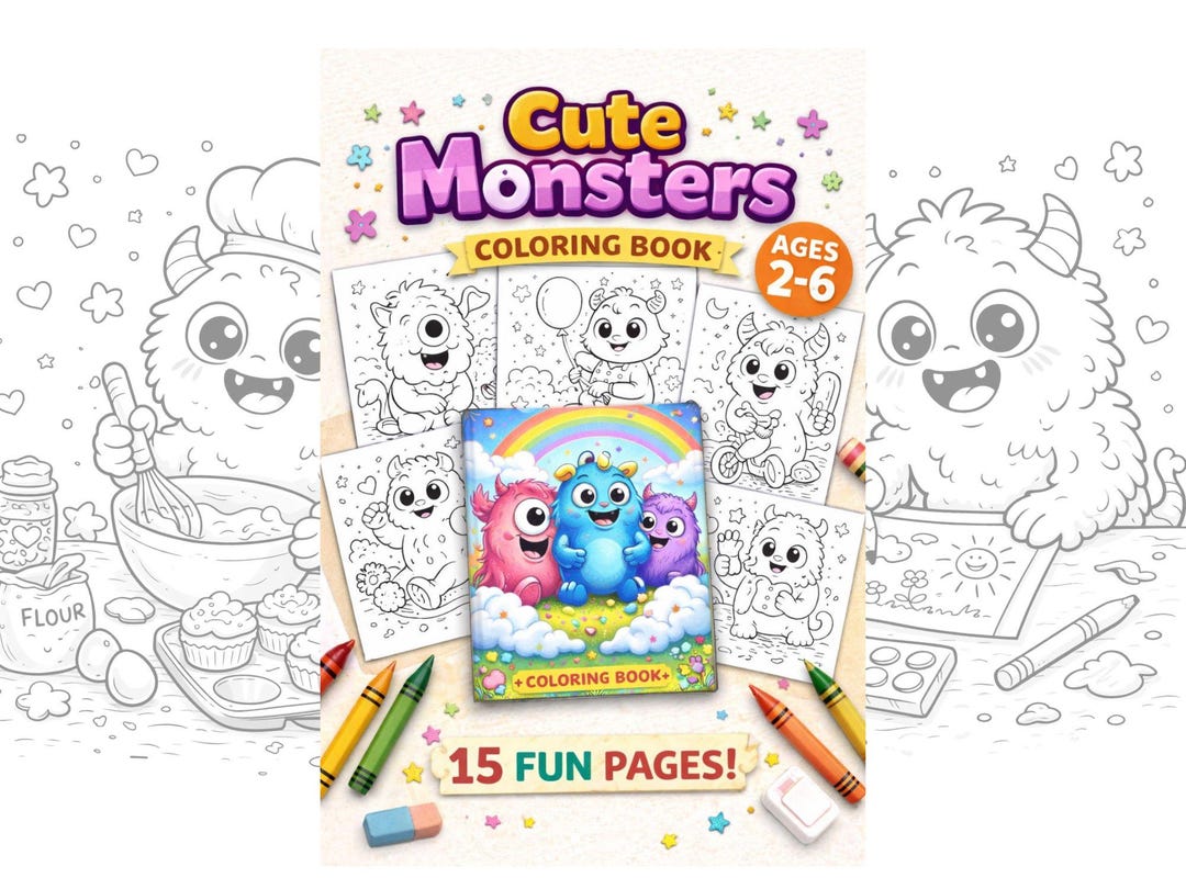 Cute Monsters Coloring Book for Kids Ages 2-6 | Printable Coloring ...