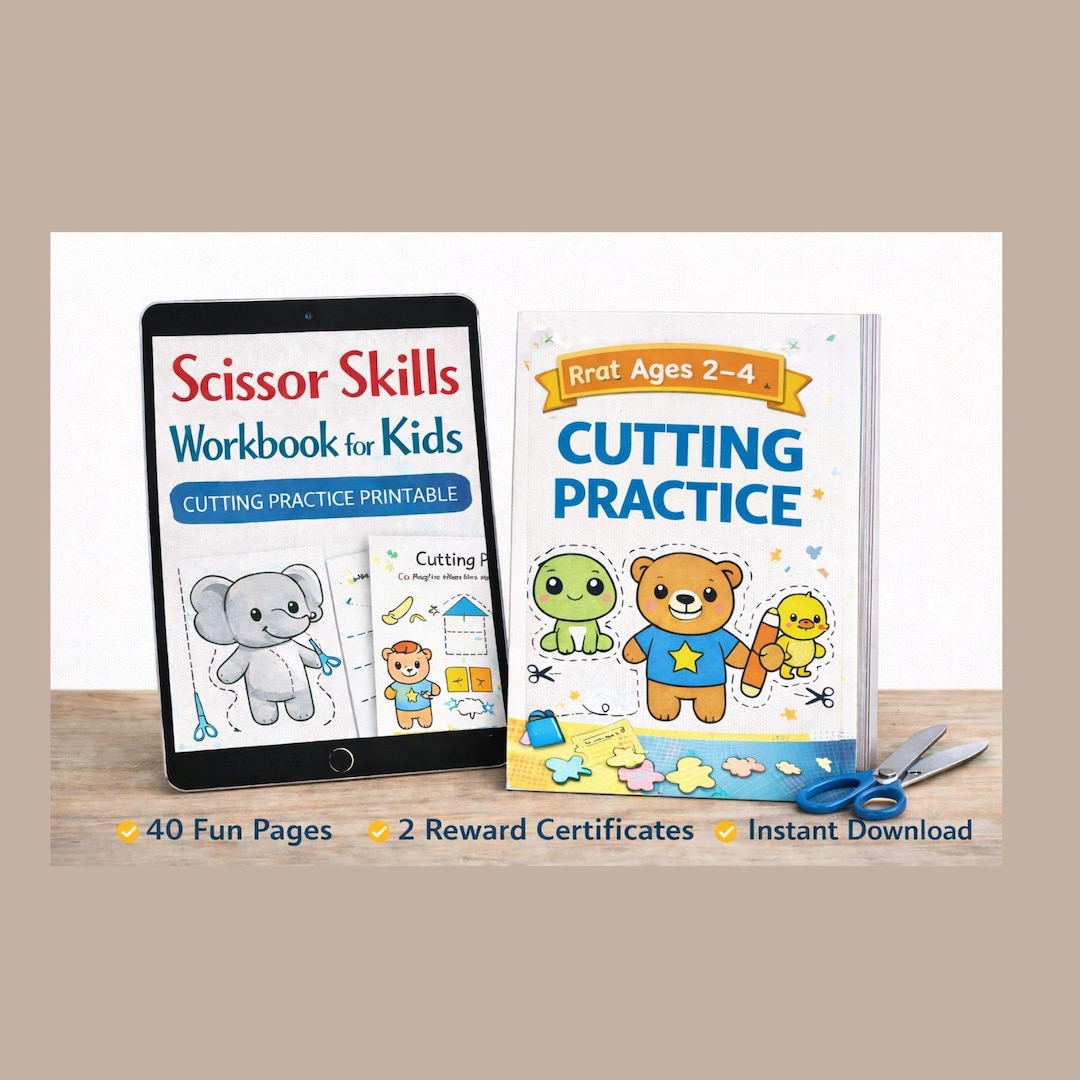 Toddler Activity Bundle | Scissor Skills Workbook + Cutting Practice ...