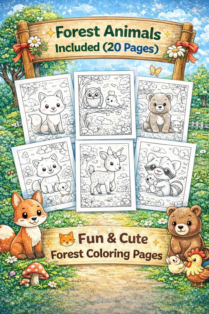 Animals Mega Coloring Bundle for Kids | 50 Printable Pages | Farm ...